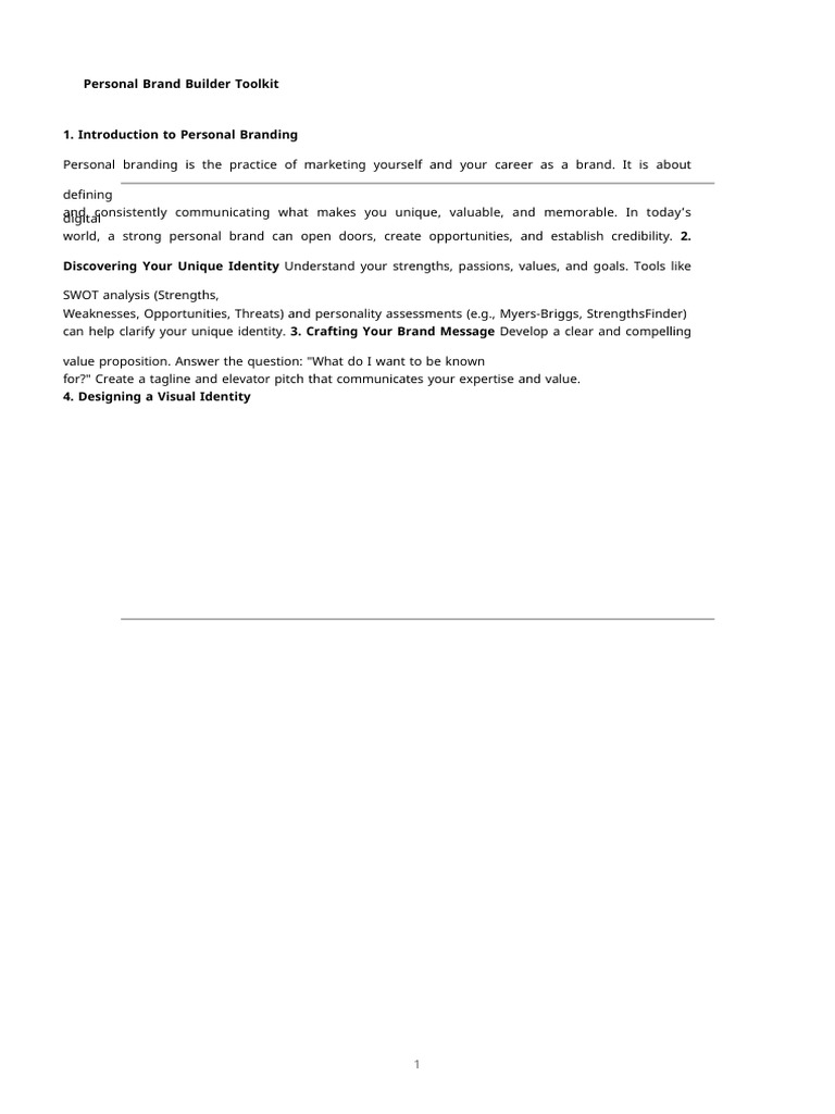 Personal Branding Toolkit Overview | PDF | Human Communication ...