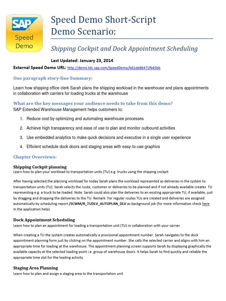Shipping Cockpit and Dock Appointment SC | PDF | Ibm Db2 | Warehouse