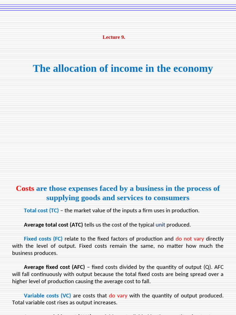 Lecture 9. Allocation of Income in The Economy | PDF | Unemployment ...