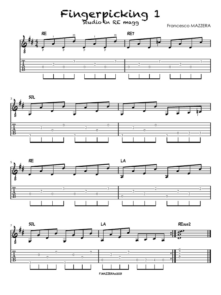 Fingerpicking 1 (D) | PDF
