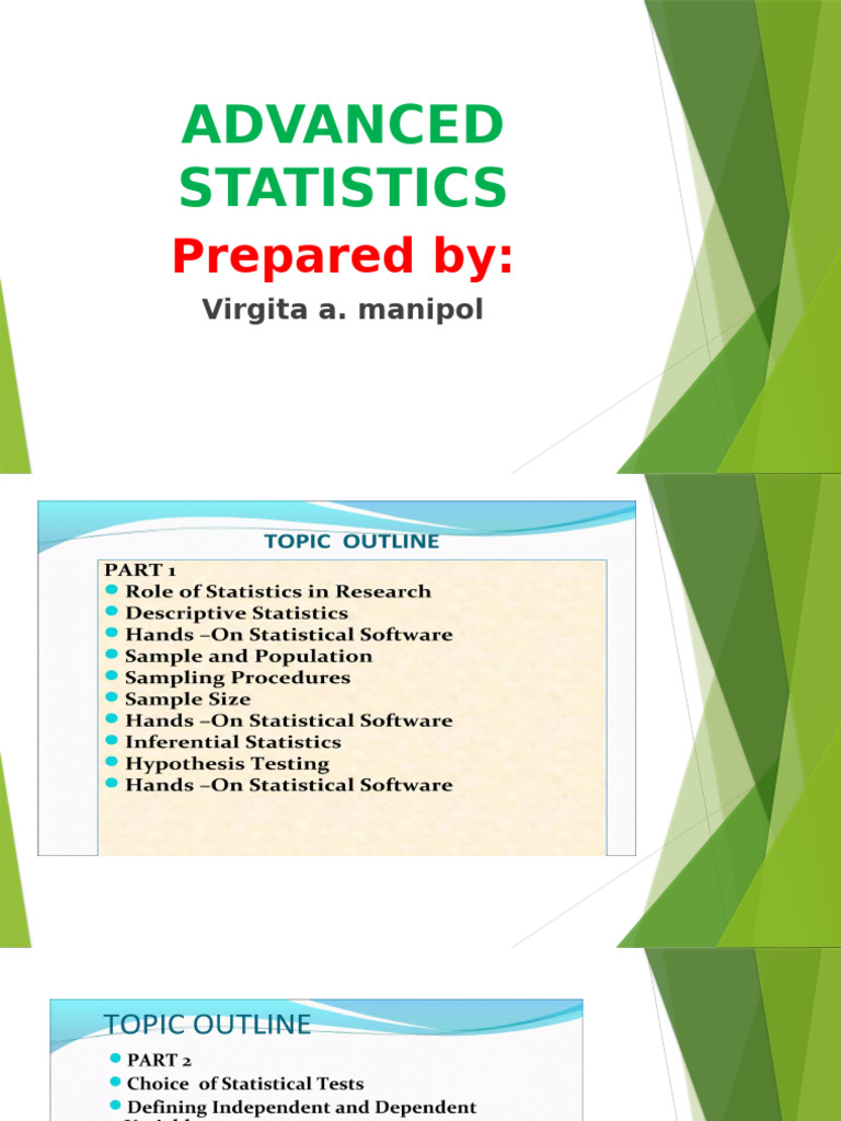 Advanced Statistics-Summer Class 2023-2024 | PDF