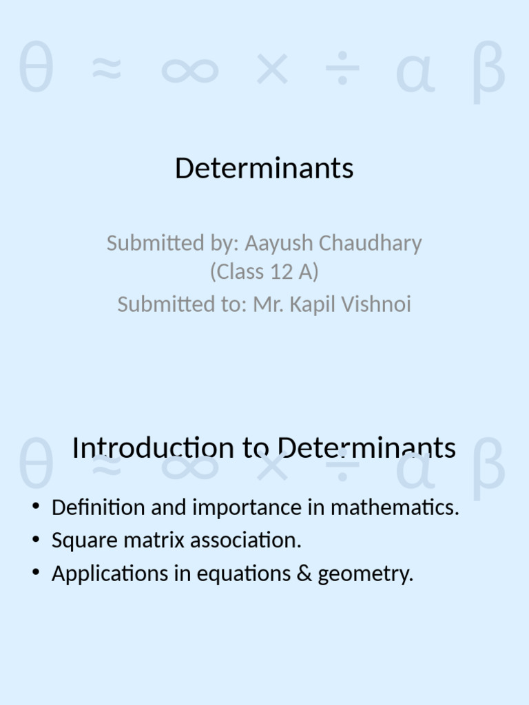 Determinants Class12 Aayush Designer | PDF