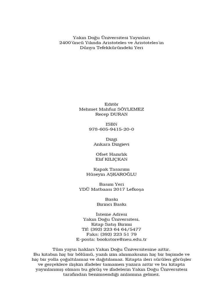 Safak Ural Aristoteles Mantigi Ve Mantik Anlayisi | PDF