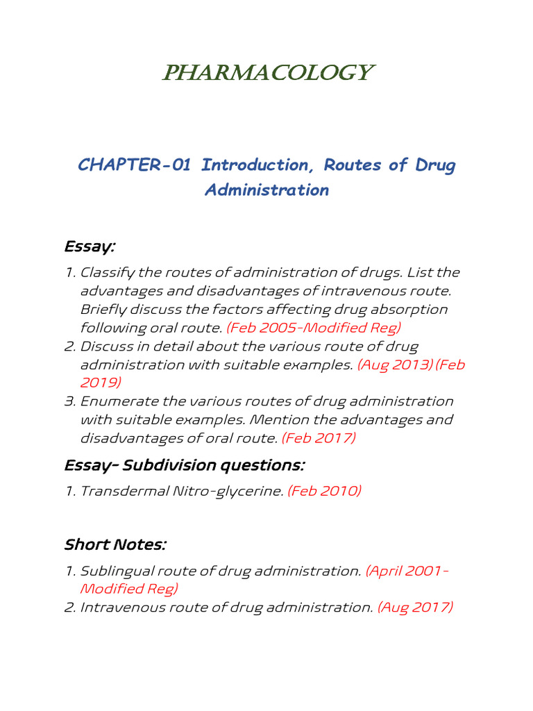 Drug Administration and Pharmacology Guide | PDF | Nonsteroidal Anti ...