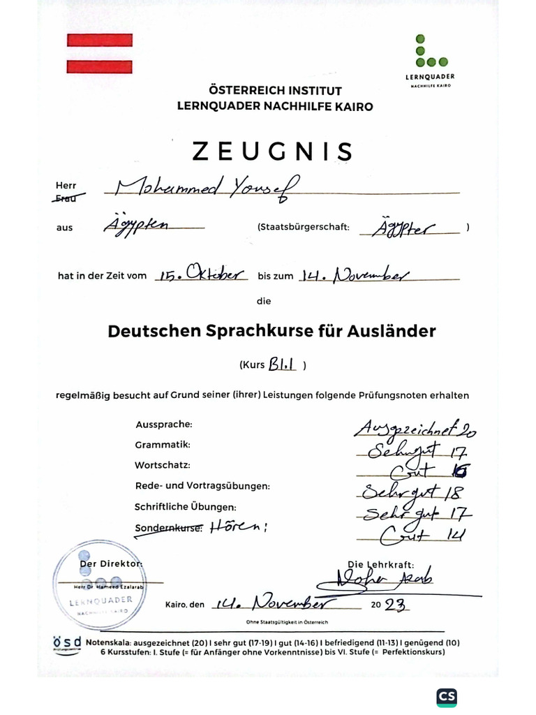 German Certificate B1.2 | PDF