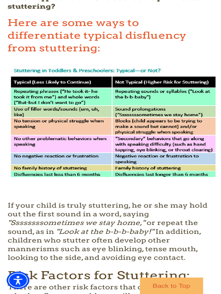 Stuttering in Toddlers & Preschoolers What's Typical, What's Not | PDF