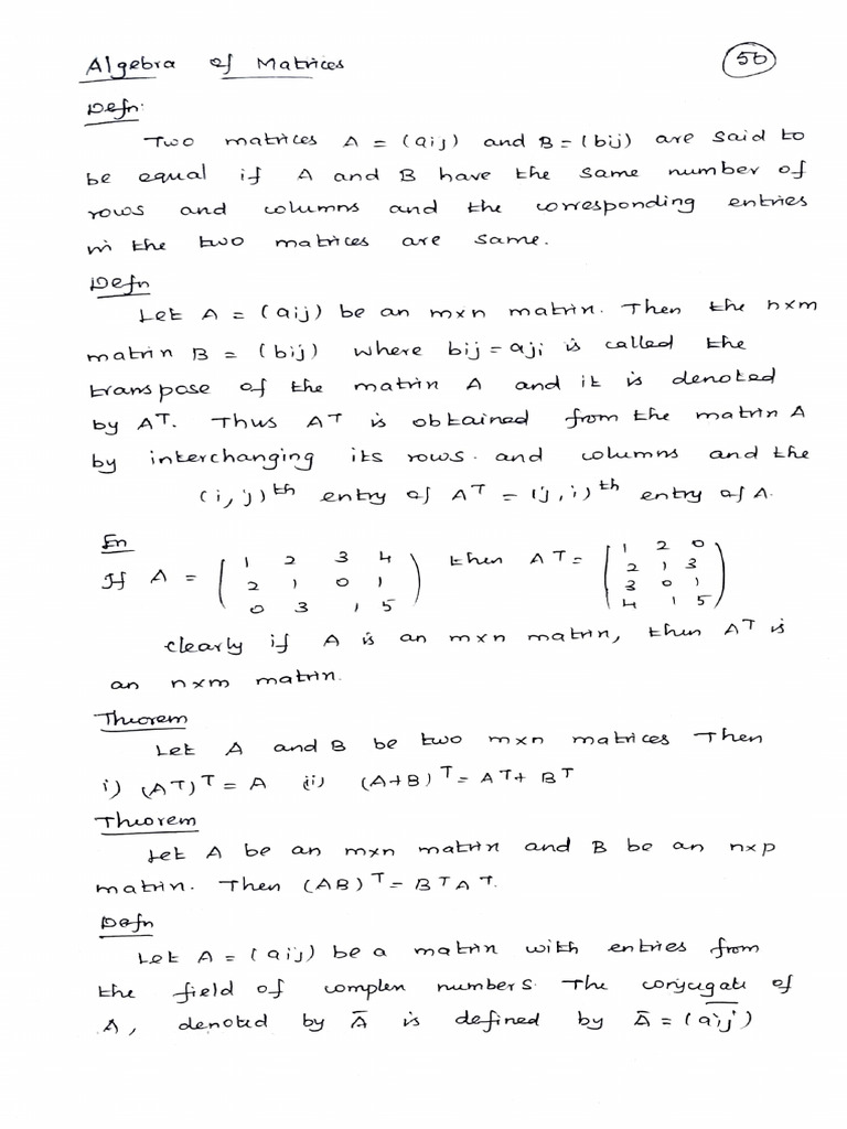Matrix Algebra Concepts and Theorems | PDF