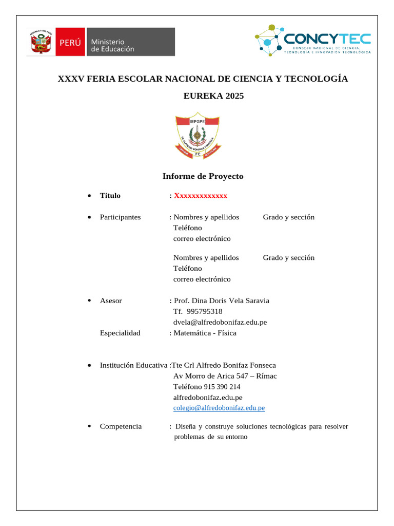 FENCYT_-2025_-_FORMATO_PROYECTO_de_DISENA_ALTERNATIVAS_(1) | PDF