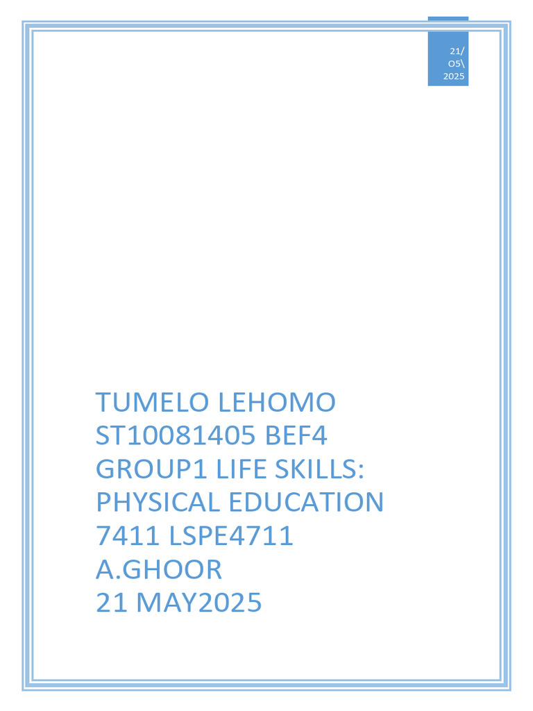Tumelo Lehomo st10081405 Bef4 Group1 LSPE H 7411 Iner4711 B | PDF ...