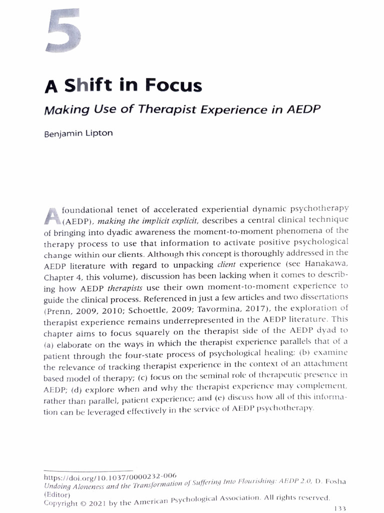 Therapist Experience in AEDP Therapy | PDF | Psychotherapy | Attachment ...