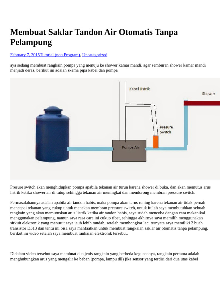 Membuat Saklar Tandon Air Otomatis Tanpa Pelampung | PDF