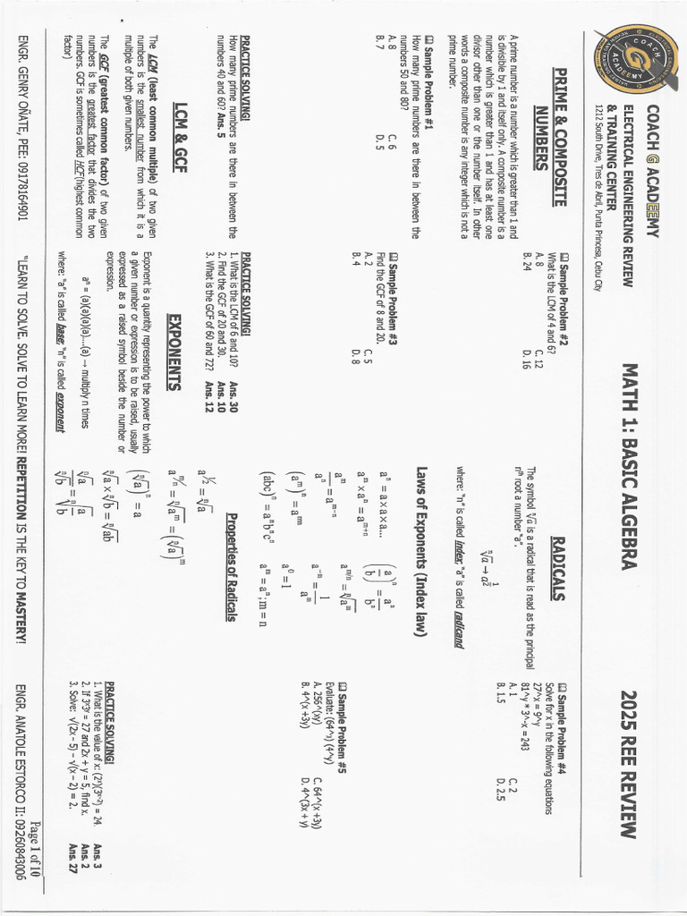 Math 1 Algebra Online | PDF