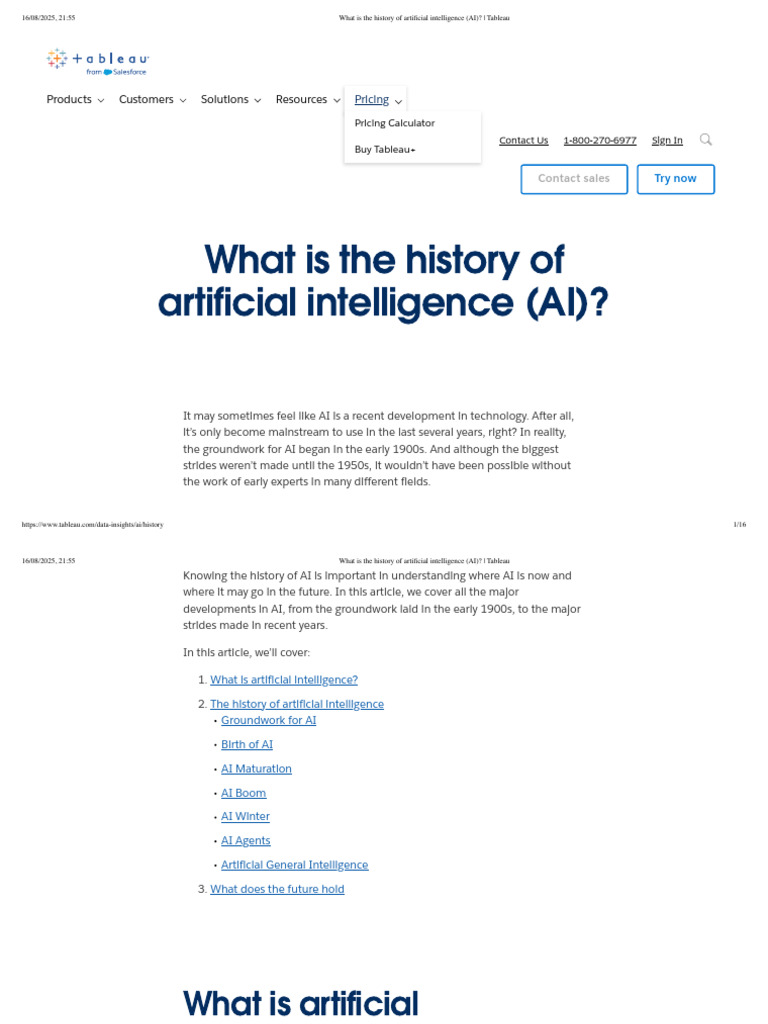 What Is The History of Artificial Intelligence (AI) - Tableau | PDF ...