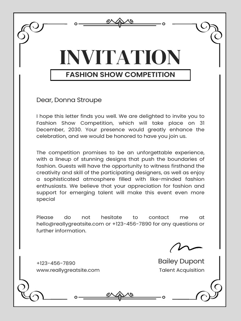 1 Black and White Simple Invitation Letter | PDF