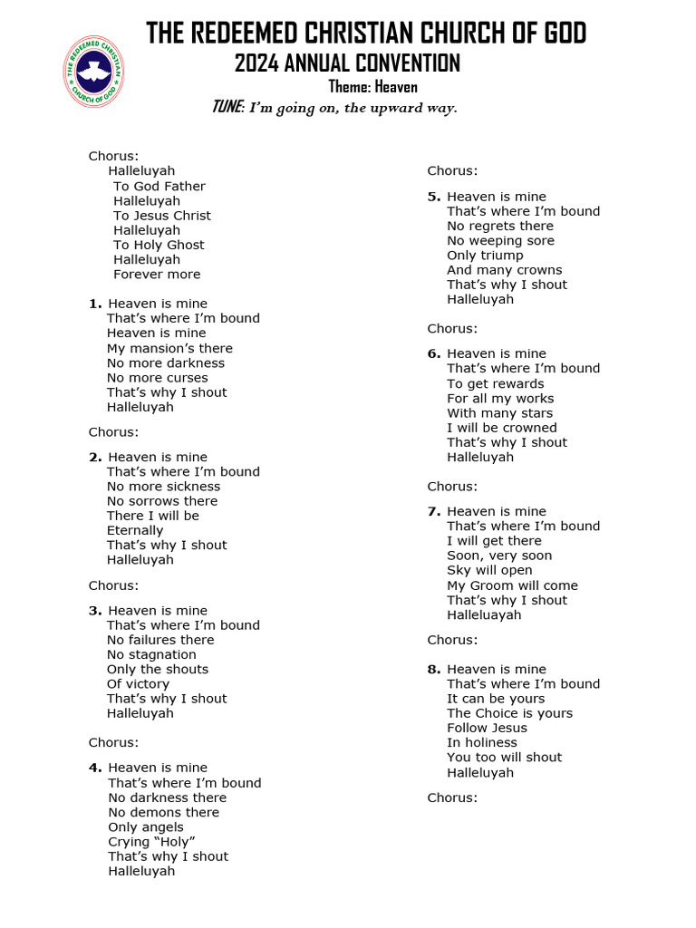 2024 Annual Convention Song - Heaven | PDF | Heaven | Religious Belief ...
