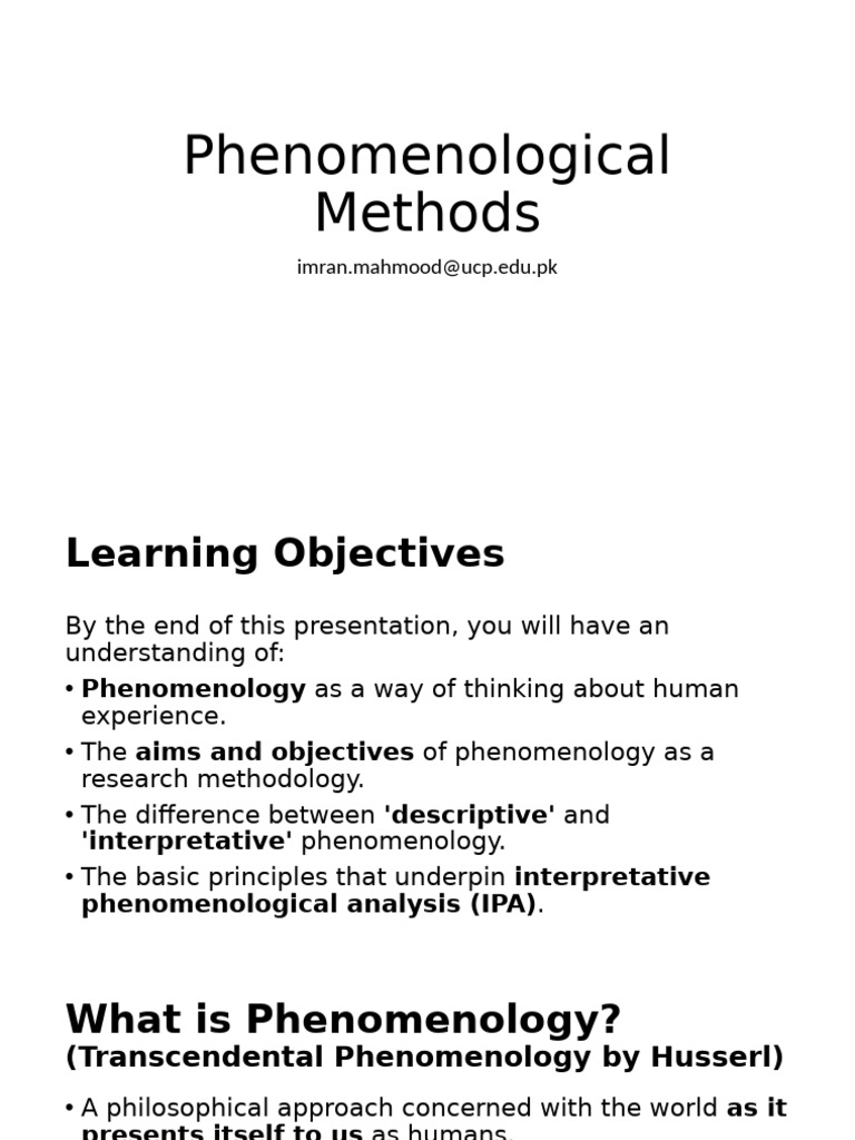 CH - 5 Phenomenology | PDF | Phenomenology (Philosophy) | Experience