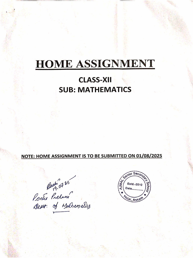 ASSIGNMENT - MATHEMATICS by Ajmal Group of Institutions | PDF