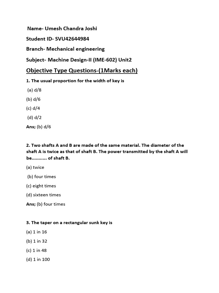 SVU42644984 11339 Machine Design II | PDF | Classical Mechanics ...