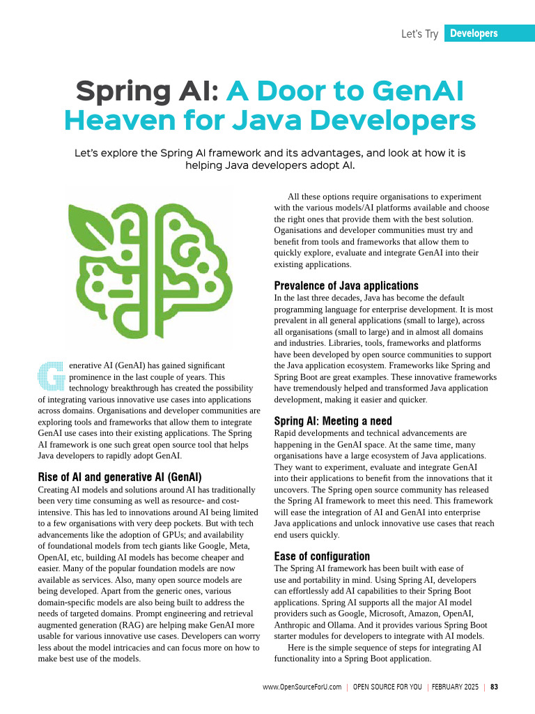 Spring AI: Integrating GenAI in Java | PDF | Artificial Intelligence ...