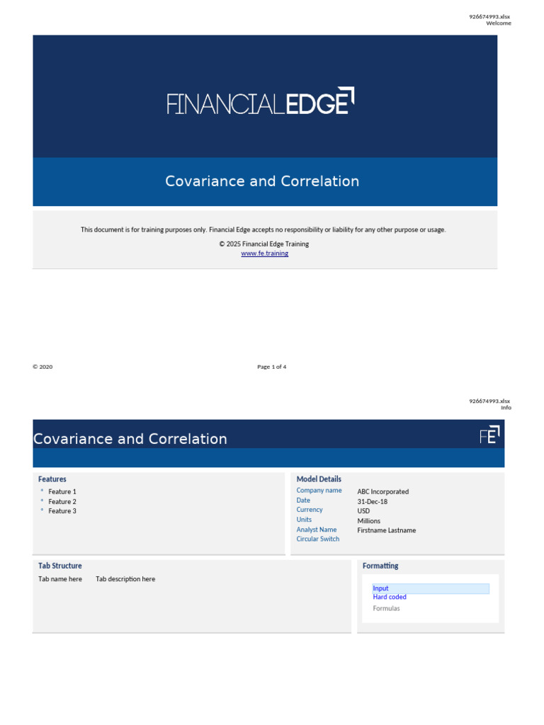 Correlation and Covariance Workout Full | PDF | Variance | Probability Theory