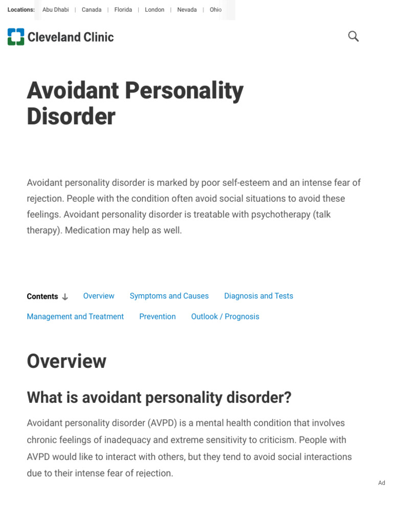 Understanding Avoidant Personality Disorder | PDF | Psychotherapy ...