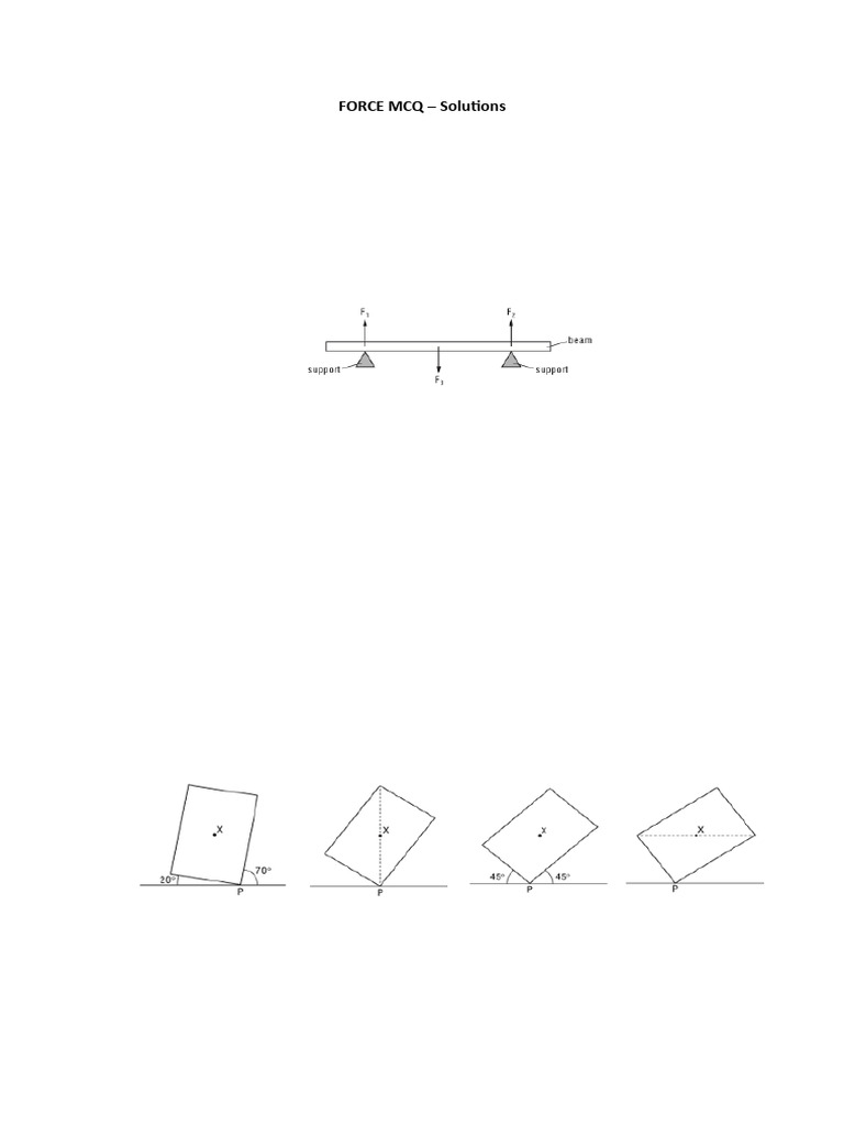 FORCE MCQ Solutions | PDF | Force | Center Of Mass