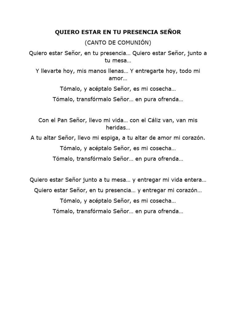 Quiero Estar en Tu Presencia Señor | PDF