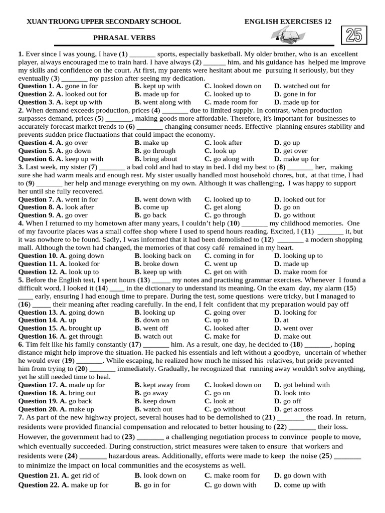 g12.Ht - No 25. Phrasal Verb 2 in | PDF