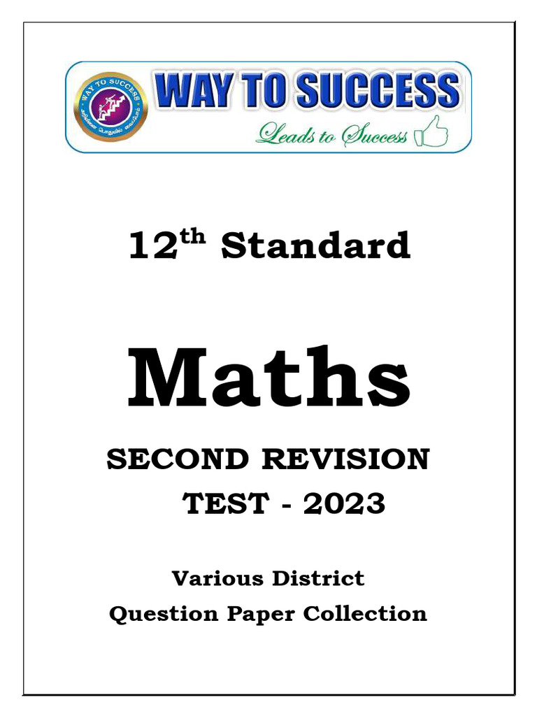 12th Maths Second Revision 2023 Various District | PDF