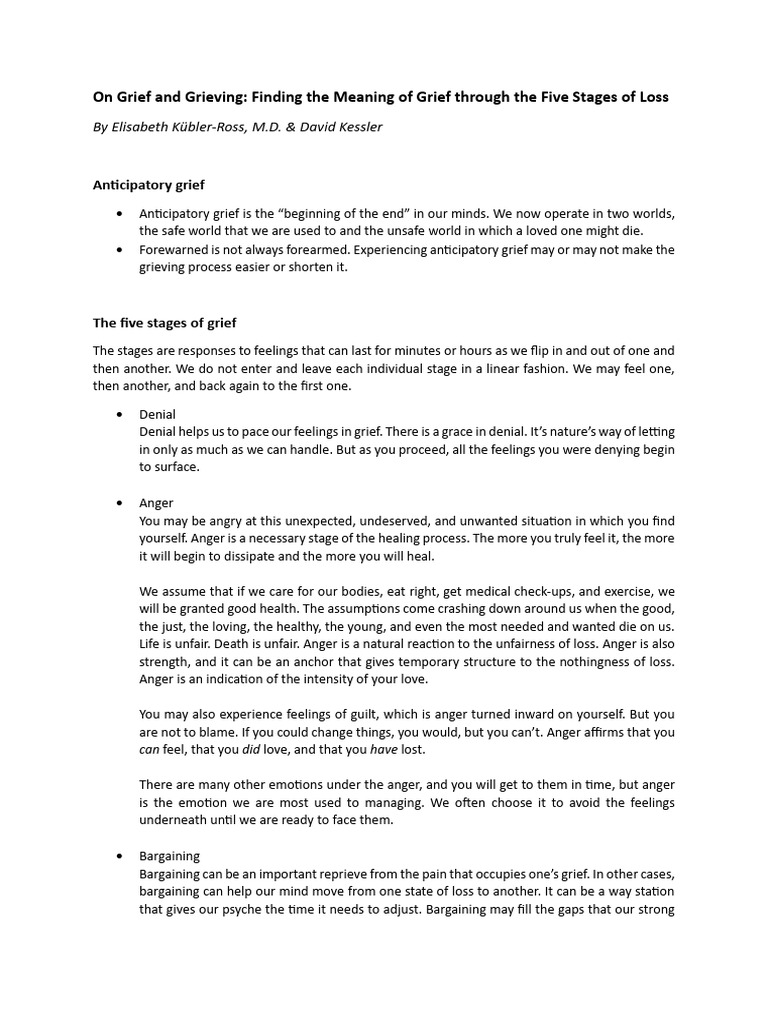 Understanding the Five Stages of Grief | PDF | Grief | Anger