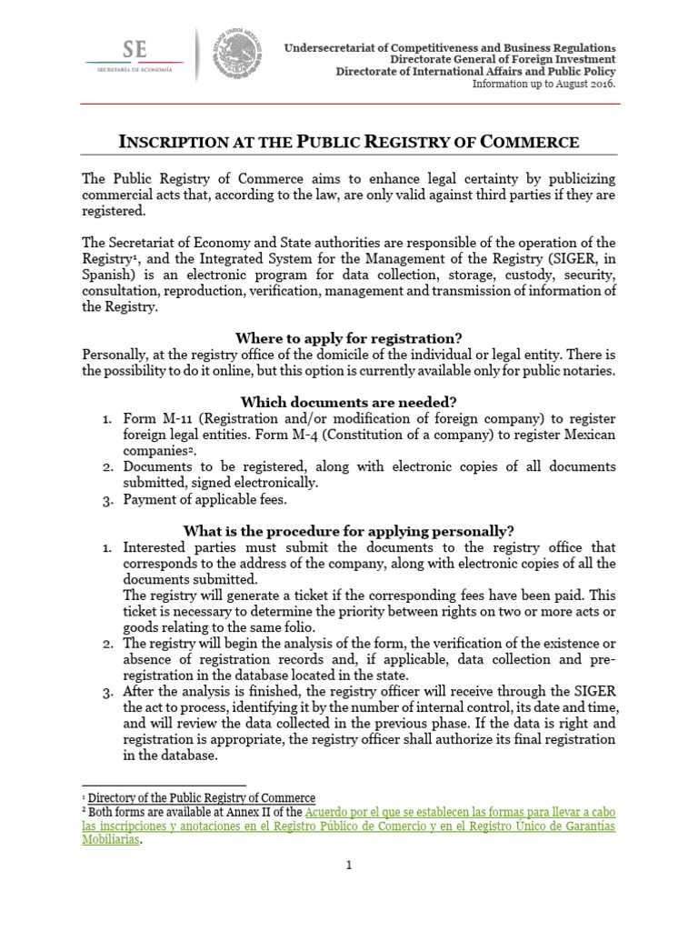 Public Registry of Commerce Process Guide | PDF | Verification And ...