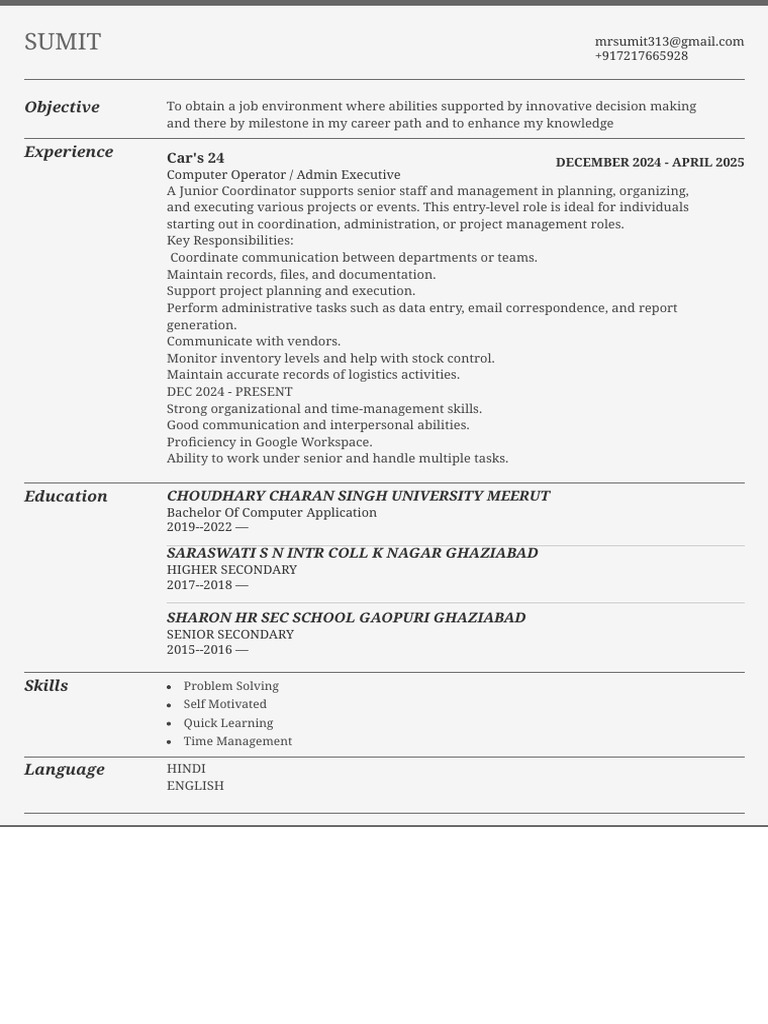 Sumit Resume | PDF