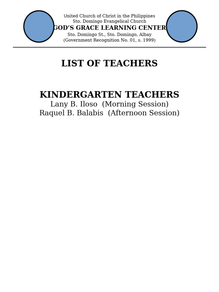 List of Teachers | PDF