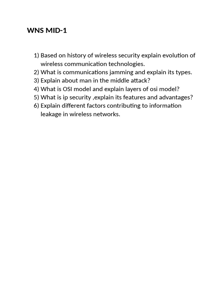 WNS MID-1 Questions | PDF