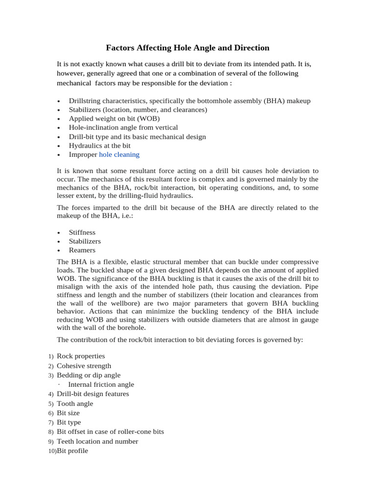 Mechanical Factors Affecting On Hole Deviation Trajectory | PDF | Buckling | Mechanics