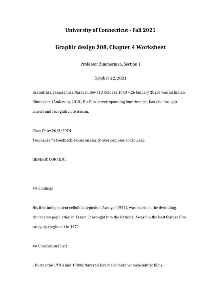 GRAPHIC_DESIGN_208_CHAPTER_4_WORKSHEET | PDF | Filmmakers | Cinema