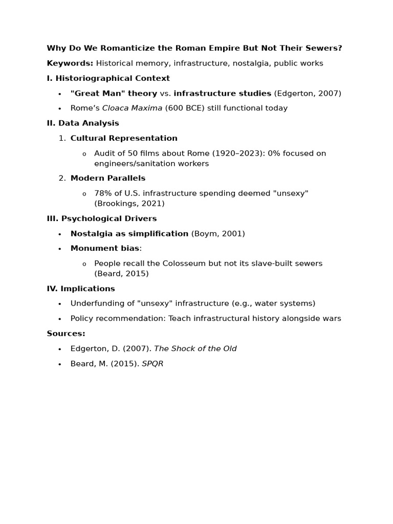 Why Do We Romanticize The Roman Empire But Not Their Sewers | PDF