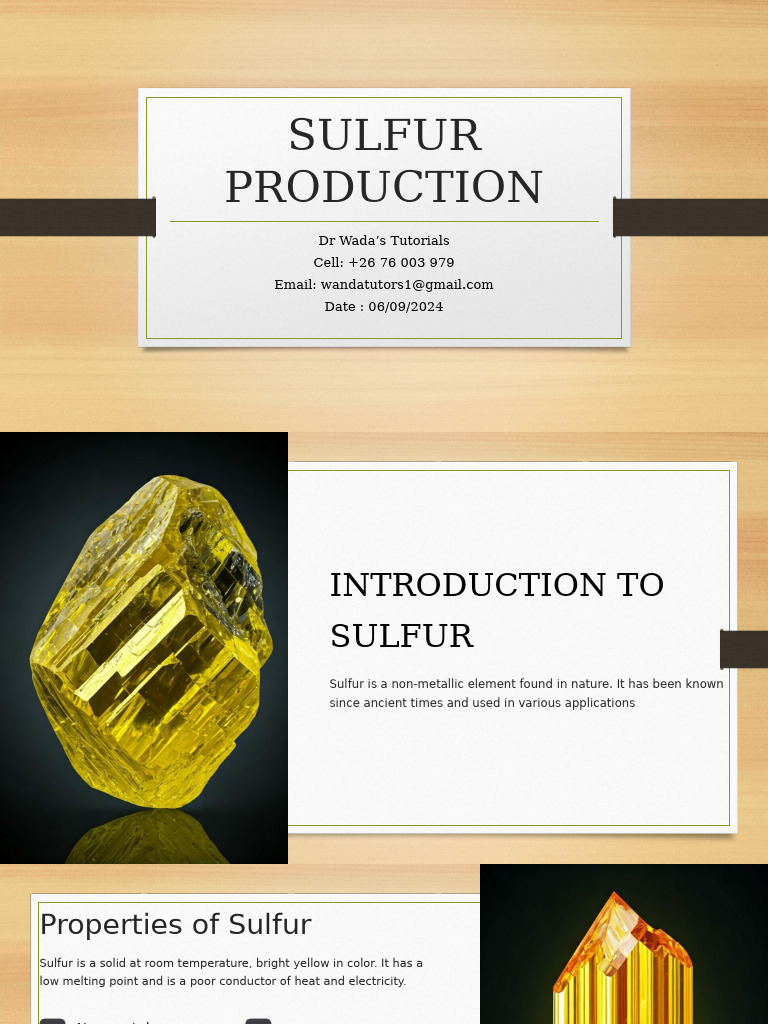 Overview of Sulfur Properties and Uses | PDF | Sulfur | Atmosphere Of Earth
