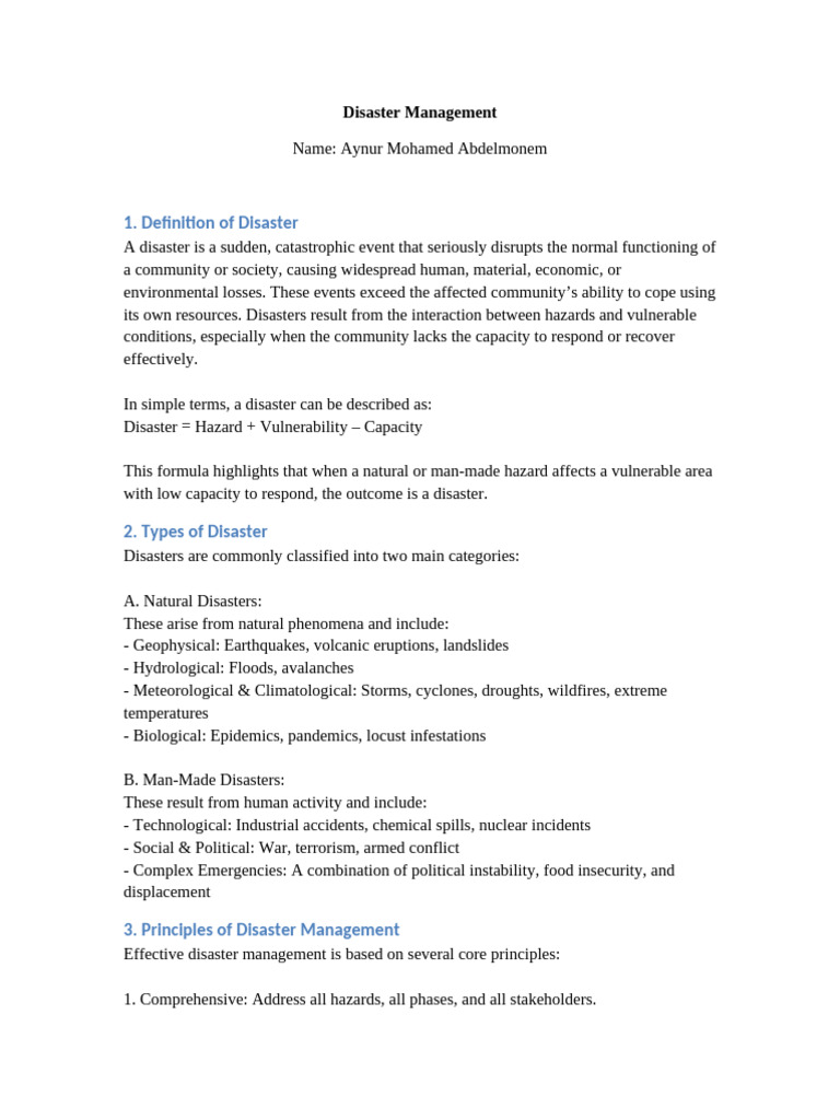 Disaster Management Assignment Aynur | PDF | Natural Disasters ...