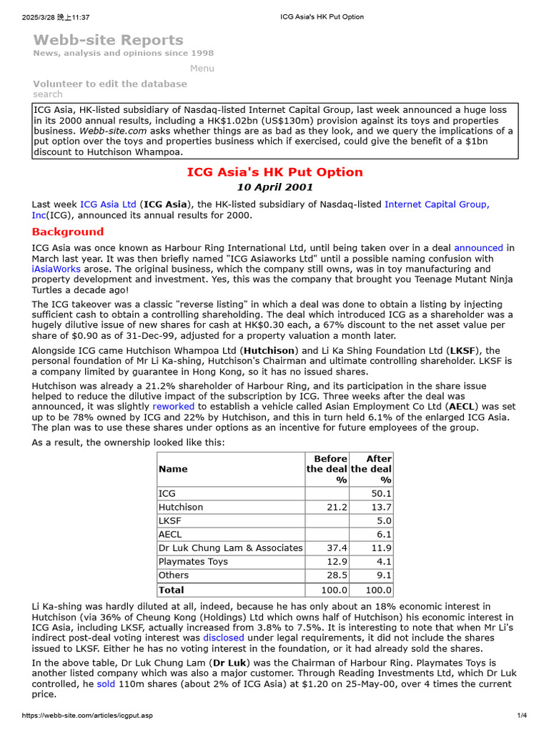 ICG Asia's HK Put Option Analysis | PDF | Option (Finance) | Put Option