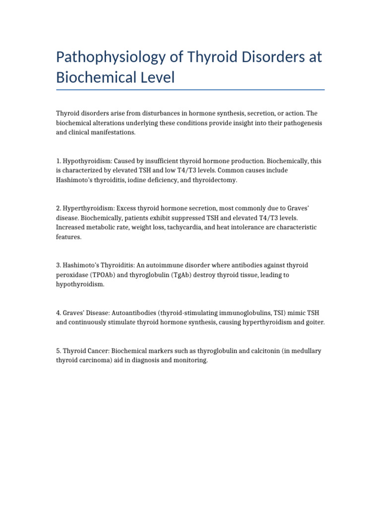 Pathophysiology of Thyroid Disorders | PDF