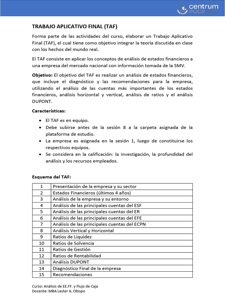 Estructura y Rúbrica Del TAF | PDF