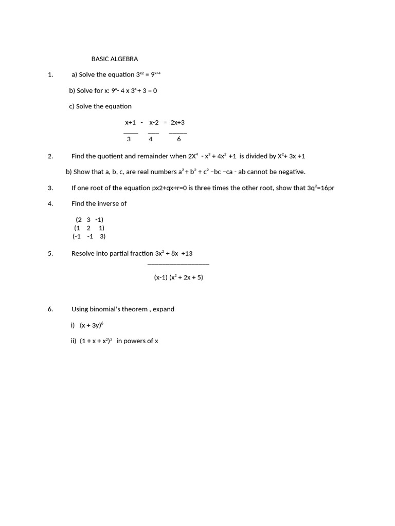 Basic Algebra - Assignment 2 | PDF