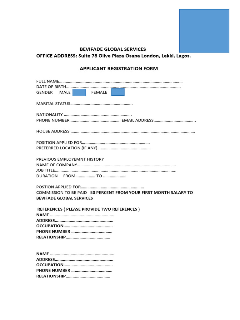 Applicant Application Form | PDF