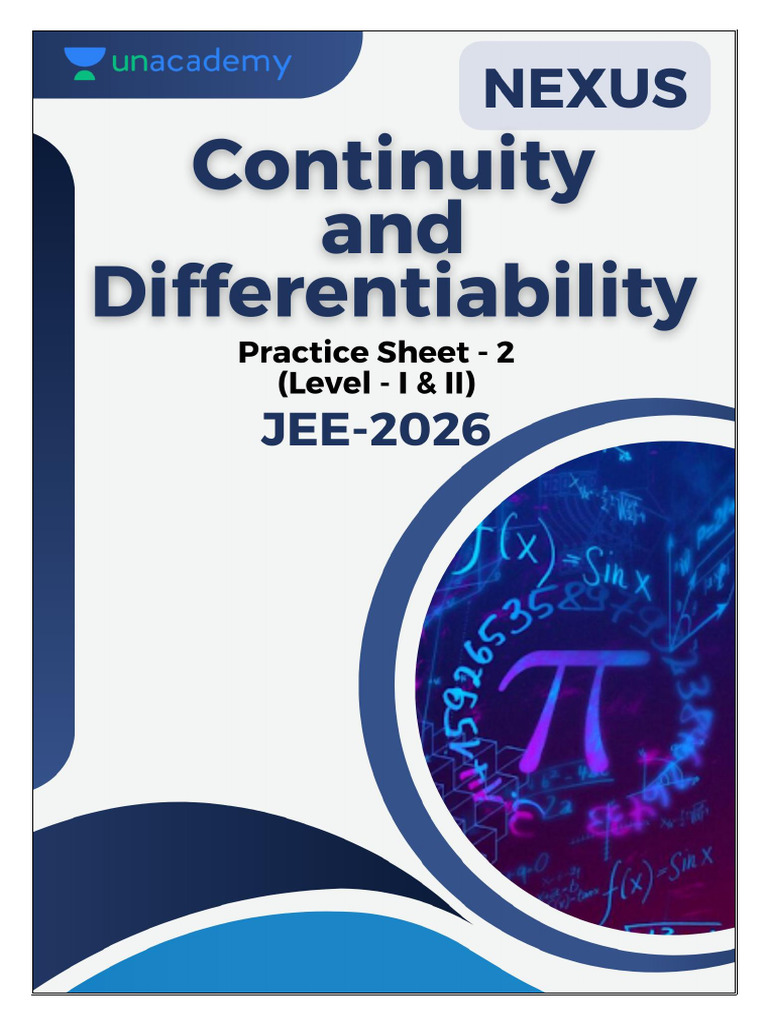 Continuity Differentiability - Nexus 2026 - Practice Sheet - 2 1 ...