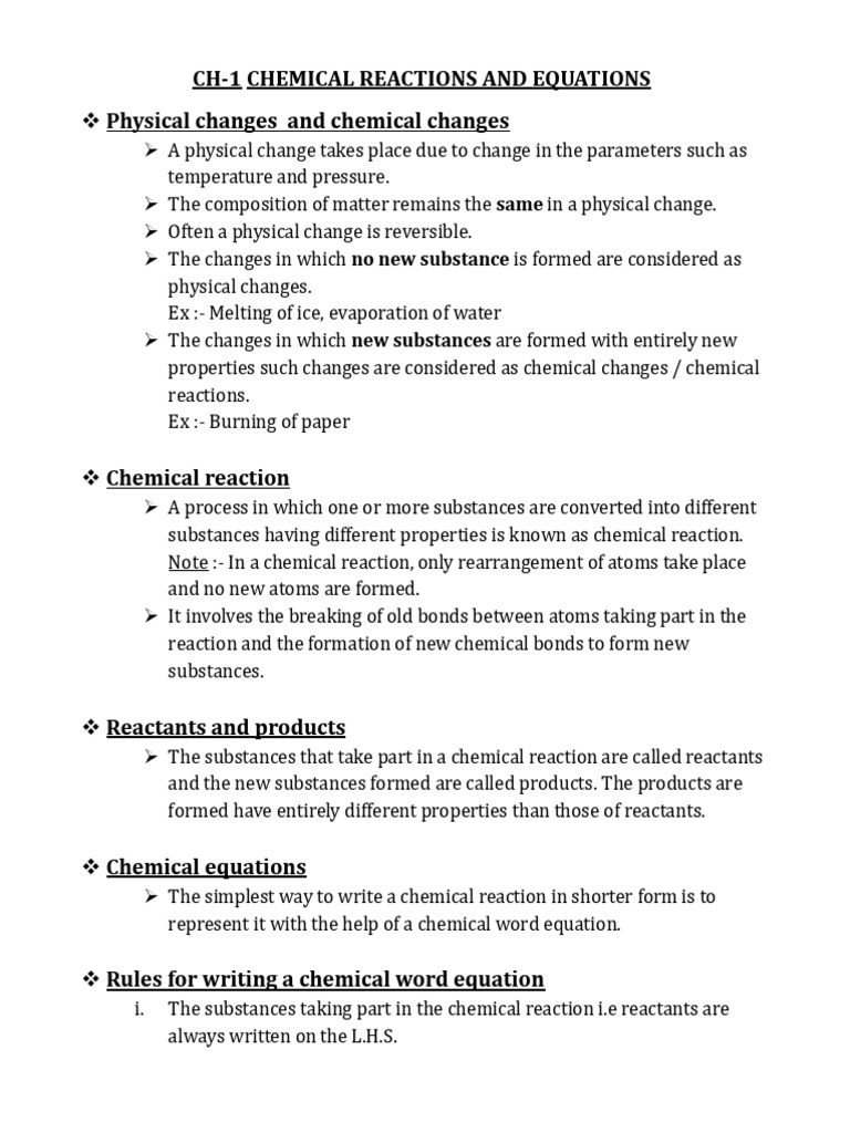 Chemistry Notes Class 10 | PDF | Acid | Hydroxide