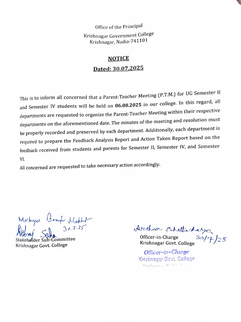Parent-Teacher Meeting Notice 2025 | PDF