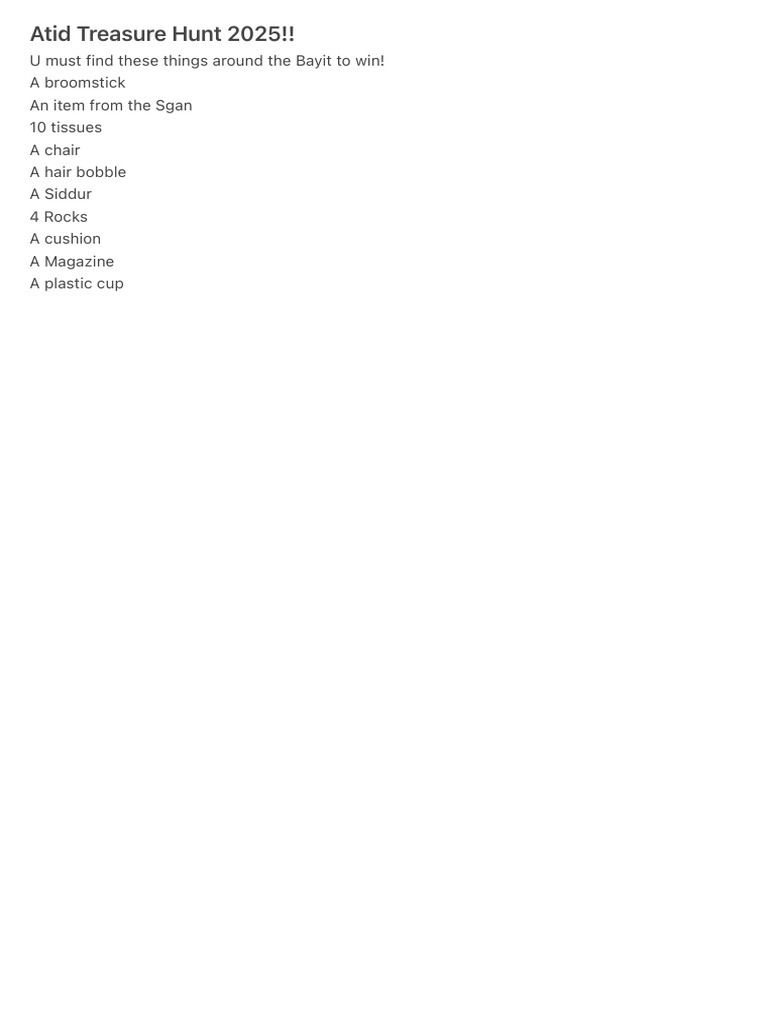 Atid Treasure Hunt 2025!! | PDF