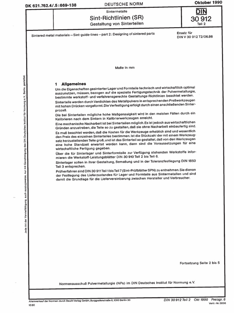 Sintermetalle Sint Richtlinien SR2 Gestaltung Von 441752d401b0 | PDF