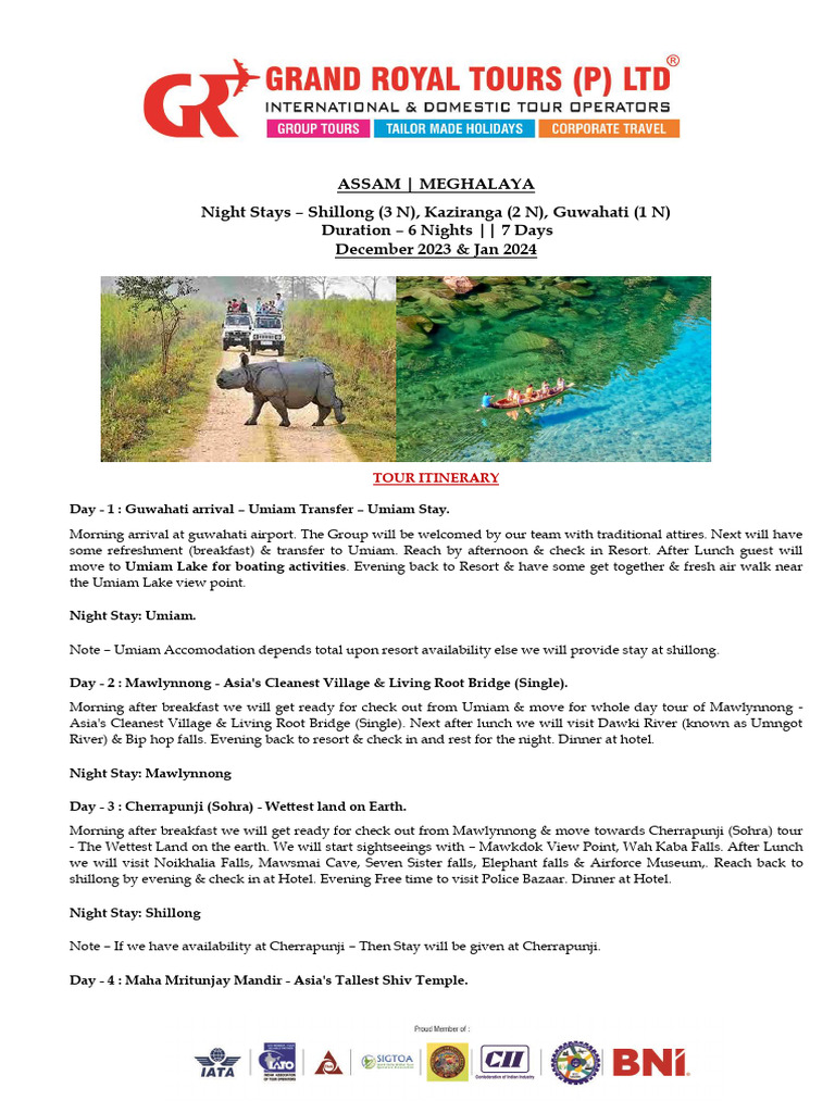 Assam & Meghalaya 6nts 7 Days | PDF